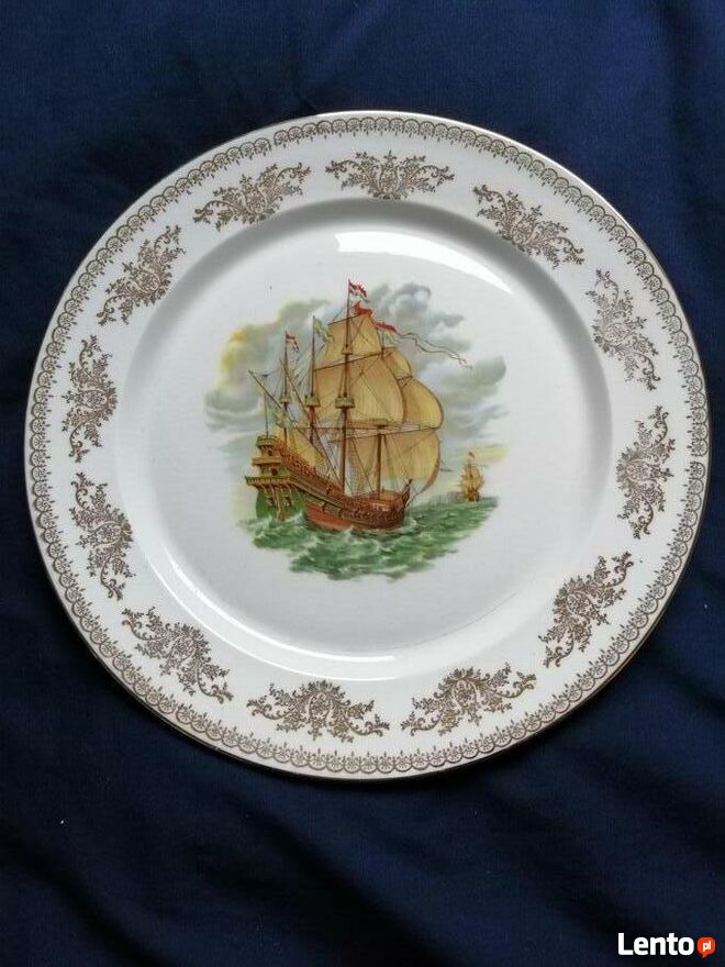 Archiwalne Angielski pozłacany stary talerz Bydgoszcz