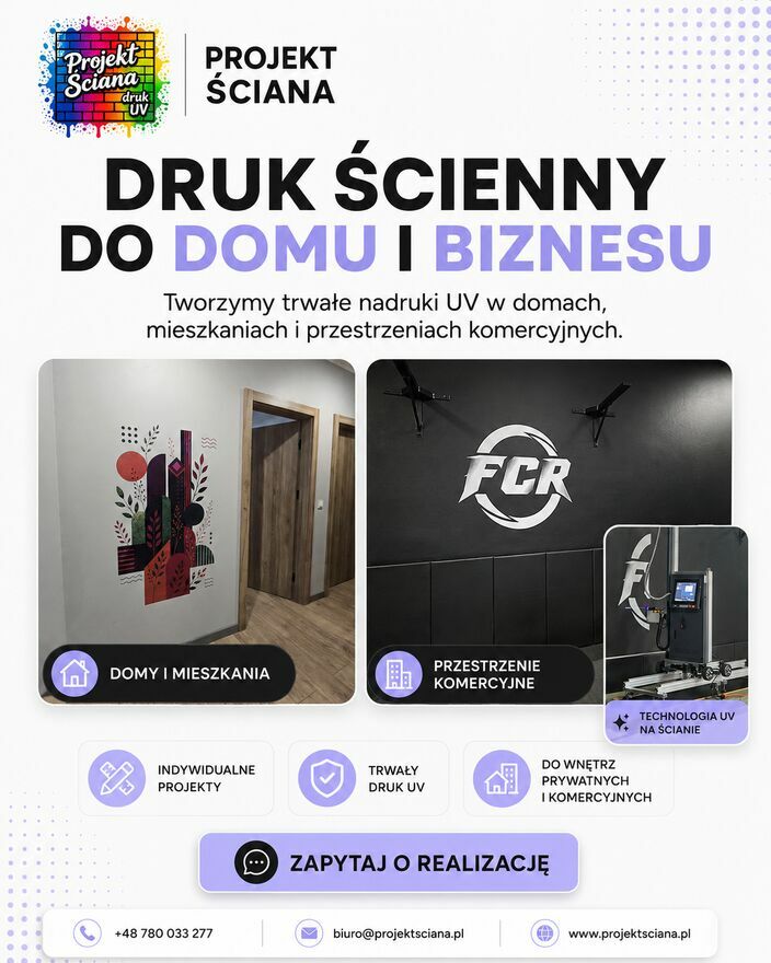 Druk ścienny UV logo reklama branding dekoracje Warszawa