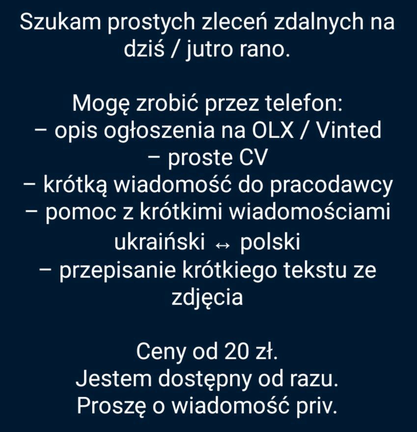 Pomoc PL-UA: CV, wiadomości i ogłoszenia Warszawa