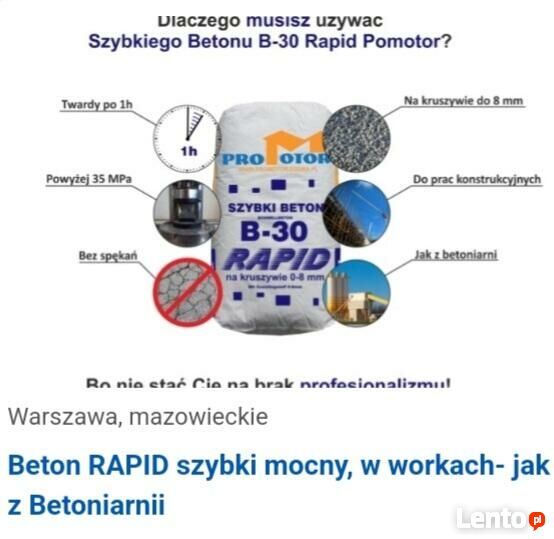 Betony B20,B25,B30,B50 w workach- jak z Betoniarnii Łomianki