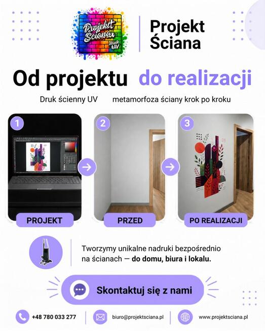 Druk ścienny UV logo reklama branding dekoracje Warszawa